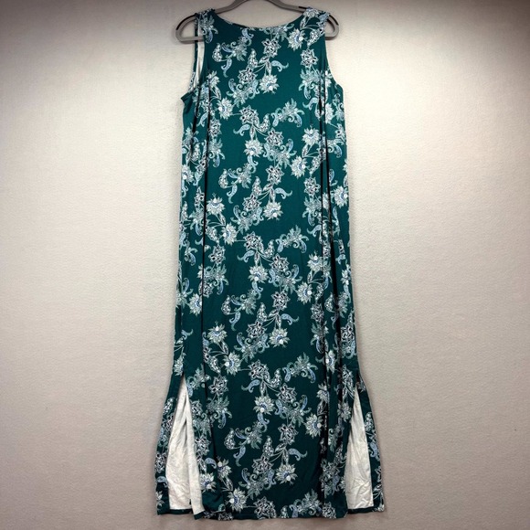 J. Jill | Dresses | Jjill Maxi Dress Womens Large Teal Floral Botanical ...